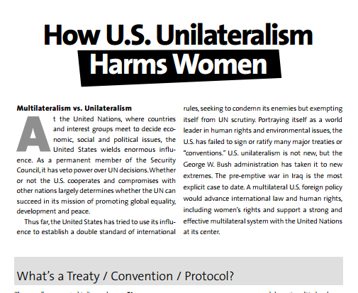 Factsheet: How U.S. Unilateralism Harms Women - WEDO
